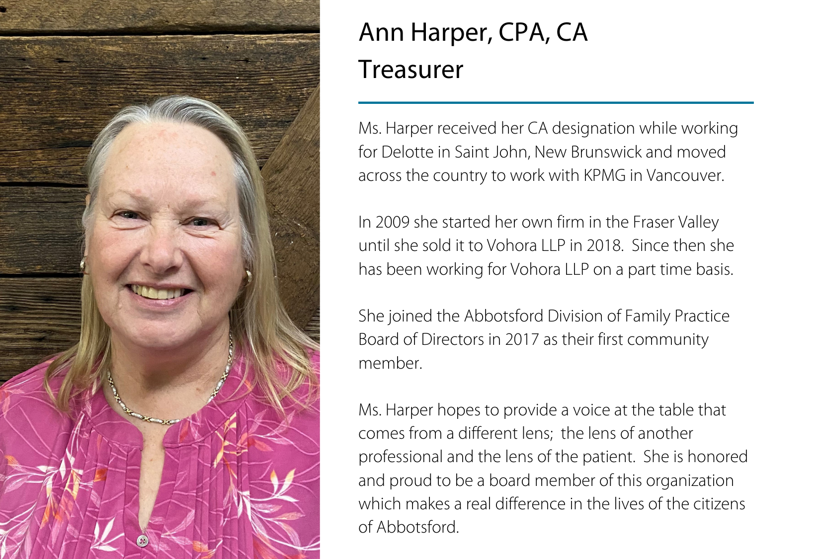 Ann Harper CPA, CA | Divisions of Family Practice
